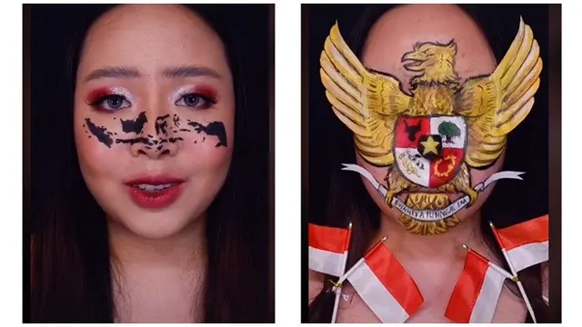 Wanita Ini Habiskan 18 Jam untuk Makeup Tema Kemerdekaan RI, Hasilnya ...