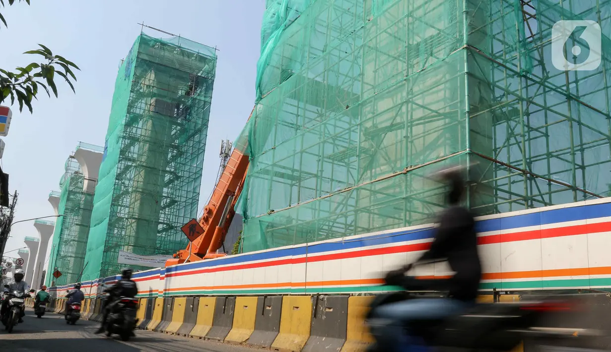 Progres Pembangunan LRT Jakarta Fase 1B - Foto Liputan6.com