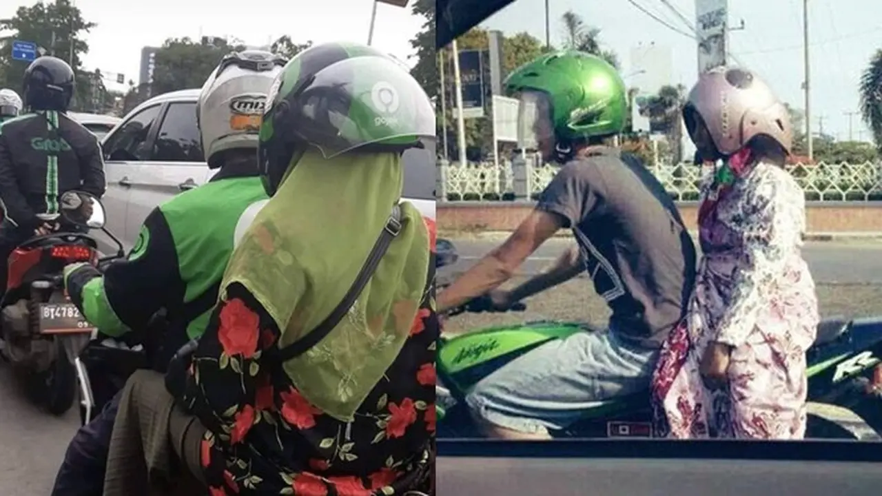 6 Potret Emak-Emak Pakai Helm Terbalik Ini Bikin Senyum Nyengir - Hot Liputan6.com