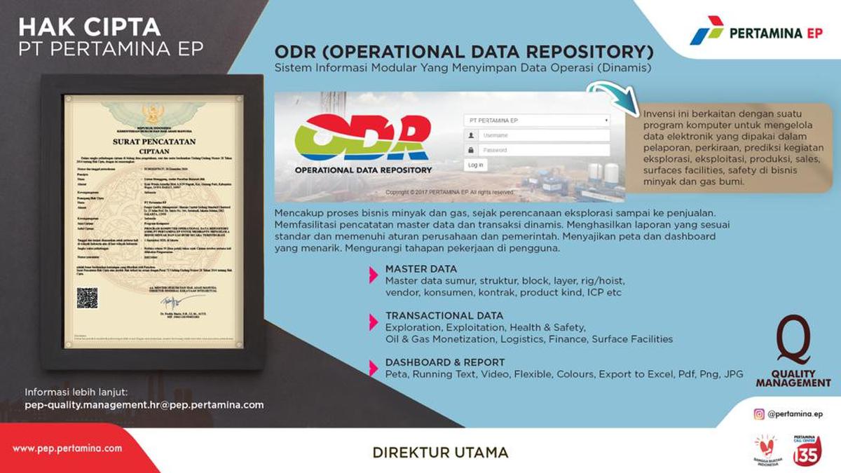 Pertamina EP Kantongi Haki untuk Program Komputer Operational Data ...