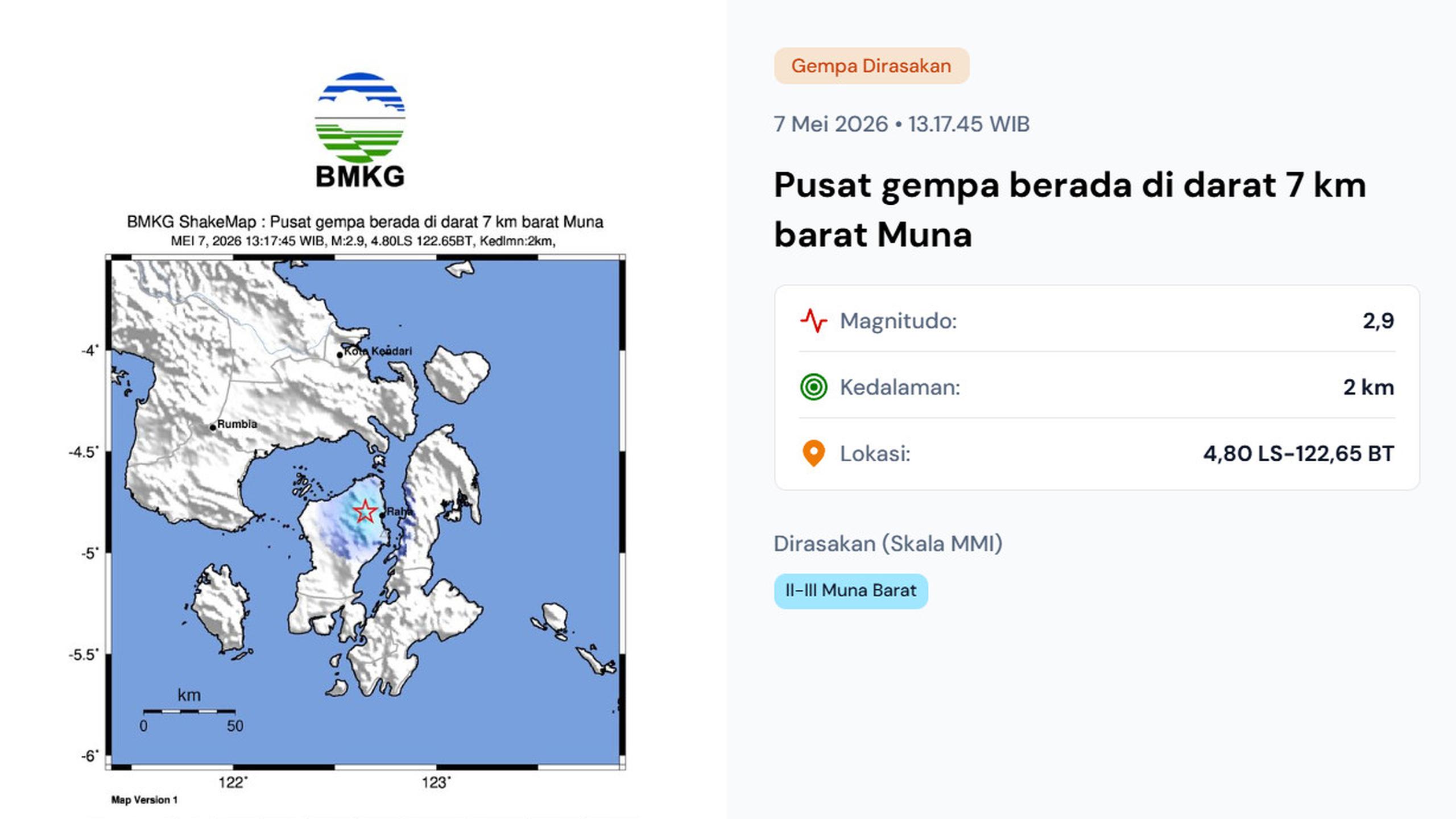 Gempa Hari Ini Kamis 7 Mei 2026 di Indonesia: Getarkan Wilayah Muna ...