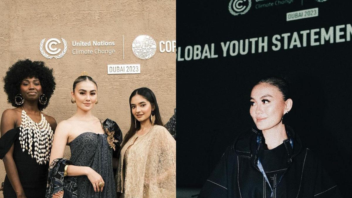 Potret Anggun Agnez Mo Kenakan Dress Batik Tanpa Tali di Konferensi Perubahan Iklim di Dubai ...