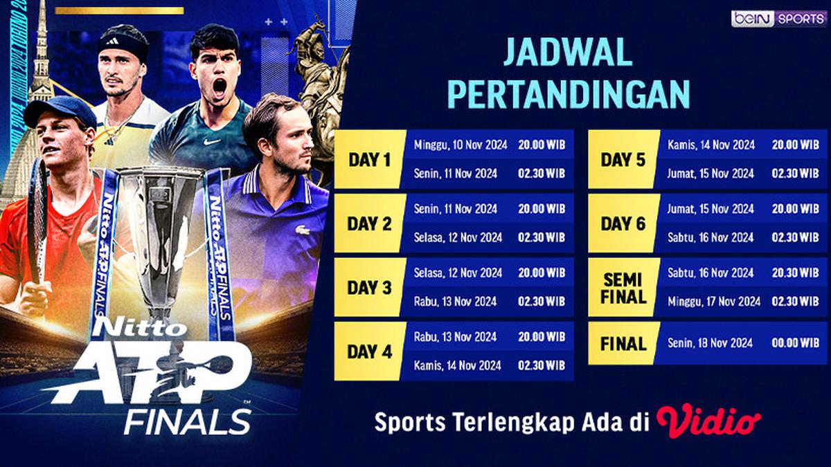 Jadwal dan Live Streaming Nitto ATP Finals 2024 di Vidio - On Off Liputan6.com