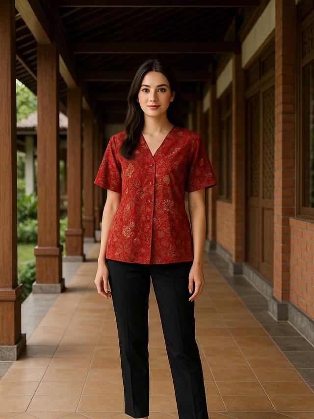 7 Pilihan Model Batik Warna Merah yang Elegan untuk Wanita