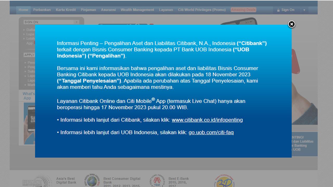 Citibank Indonesia Setop Layanan Bisnis Konsumer, Operasional Terakhir ...