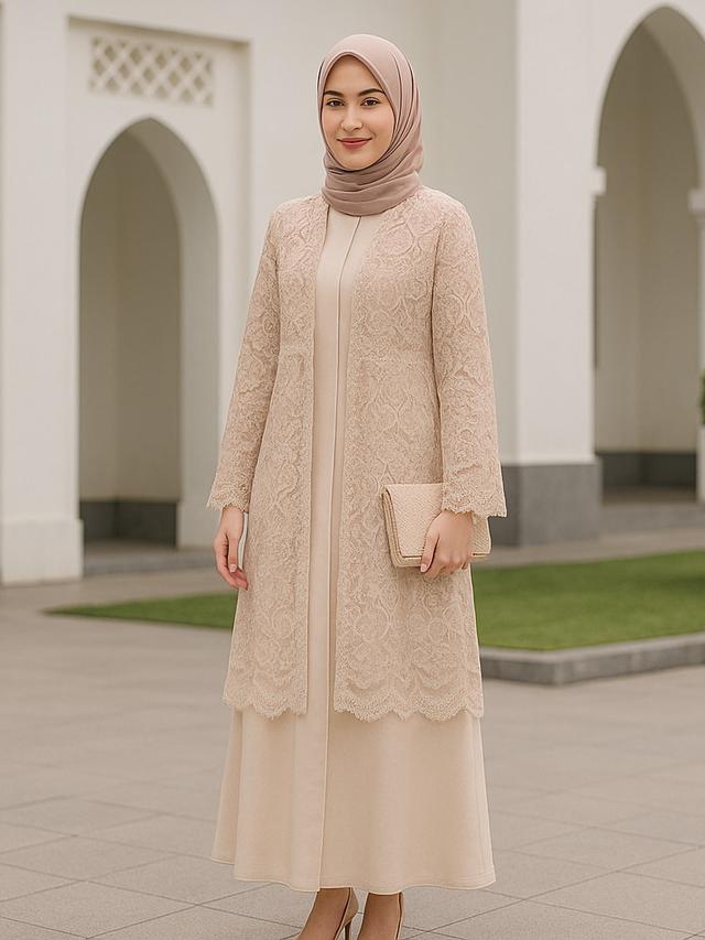 11 Rekomendasi Gamis Outer Brokat Tren 2025, Tetap Elegan dalam ...