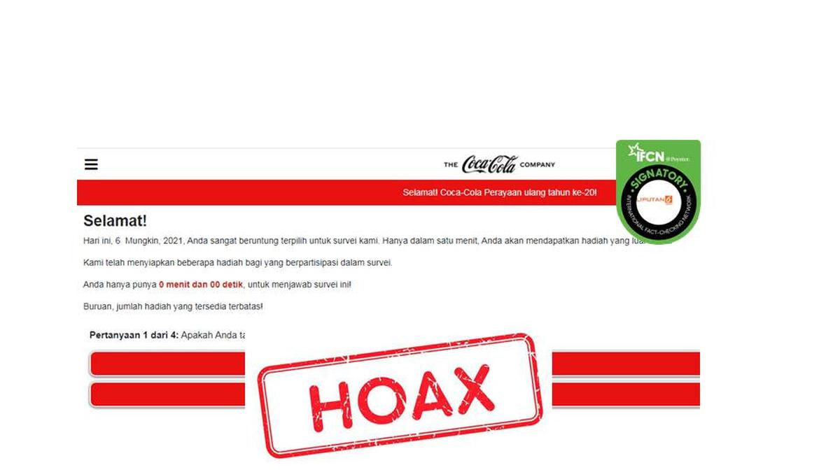 Cek Fakta: Hoaks Pesan Berantai Coca-Cola Adakan Survei Berhadiah - Cek ...