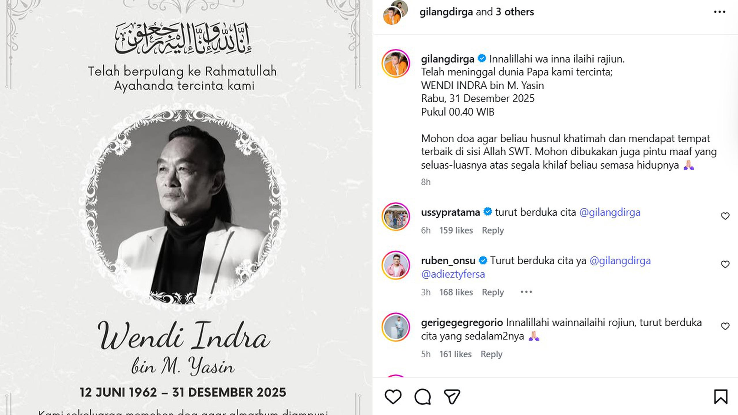 Ayah Meninggal Dunia, Gilang Dirga Turun ke Liang Lahad Antar Mendiang ...
