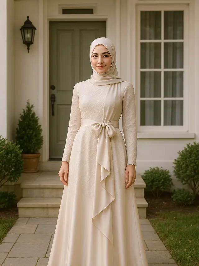 10 Model Gamis Brokat Selendang Bahu, Buat Penampilan Makin Anggun dan ...