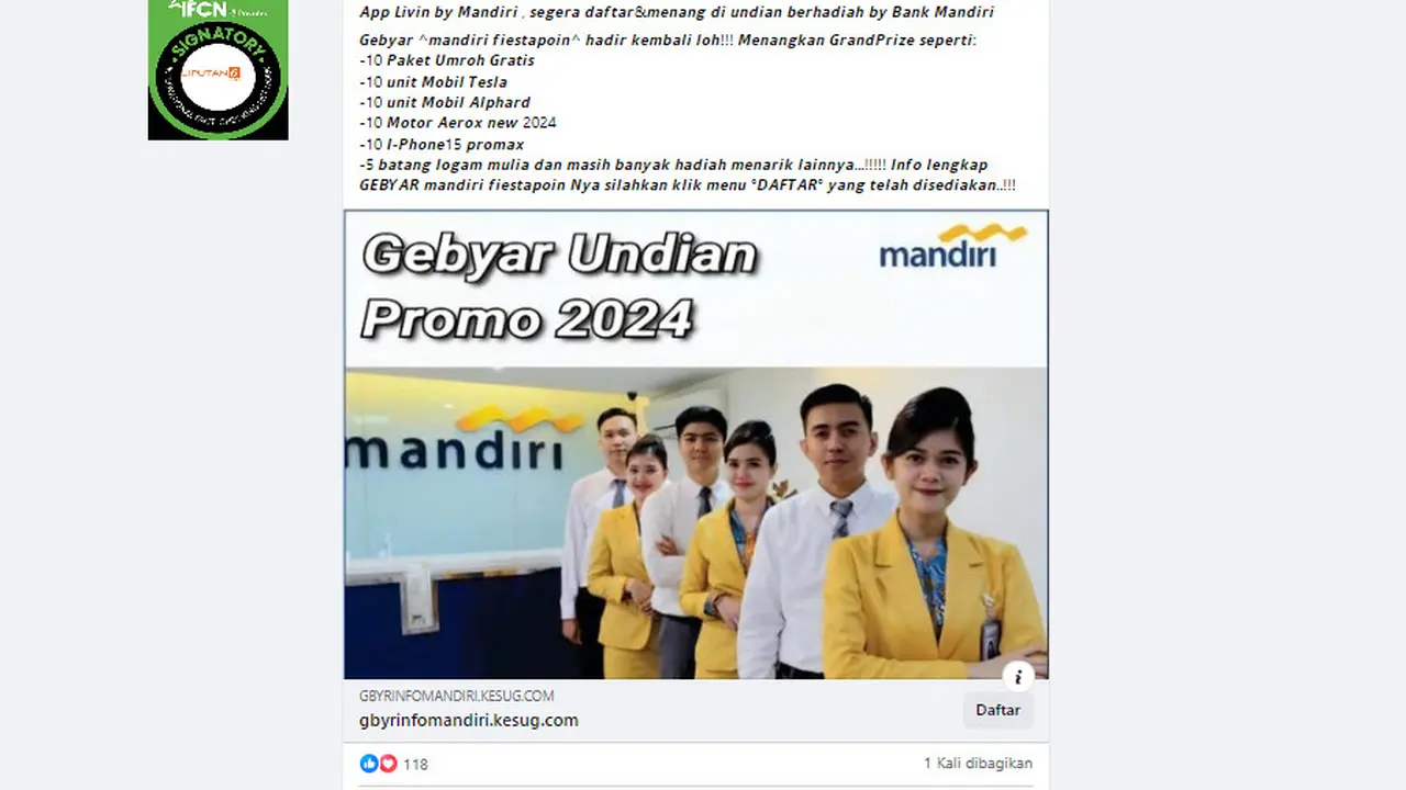 Cek Fakta: Tidak Benar Pendaftaran Undian Berhadiah Bank Mandiri - Cek ...