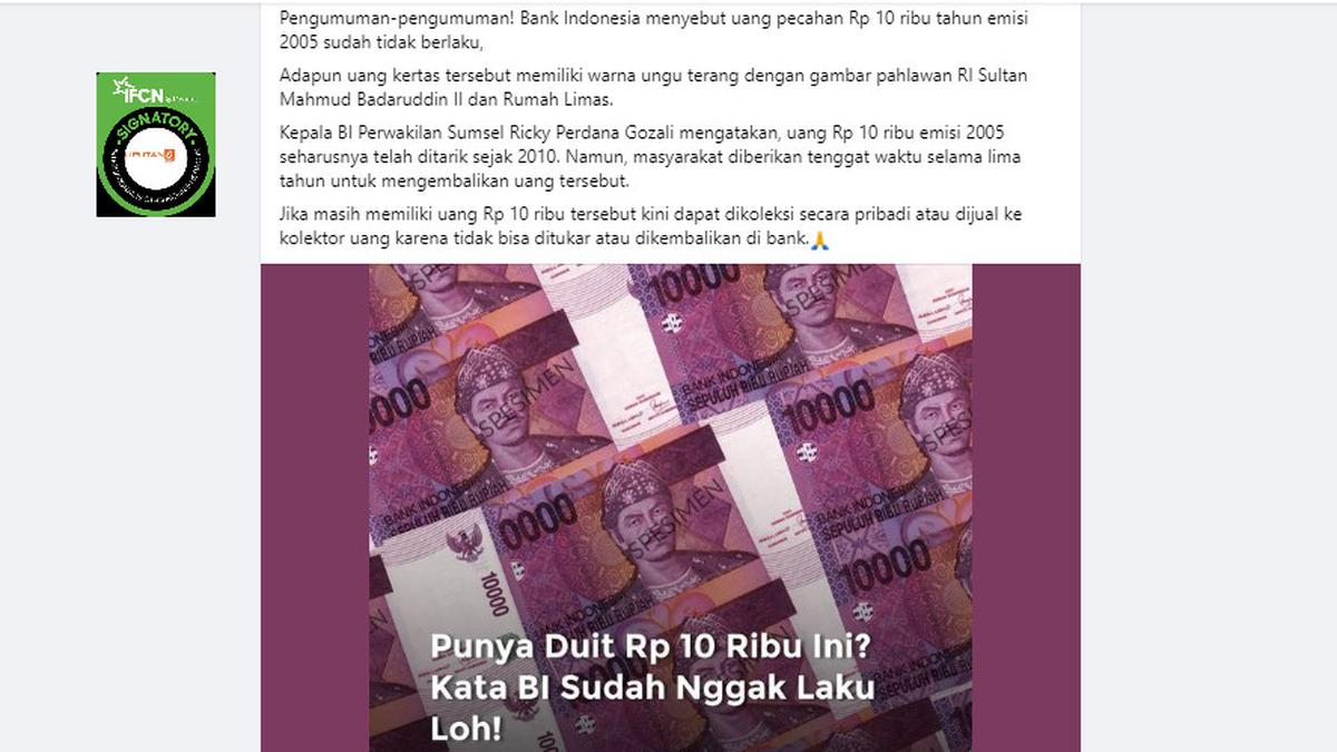 Cek Fakta: Klarifikasi Uang Pecahan Rp 10 Ribu Tahun Emisi 2005 Tak ...