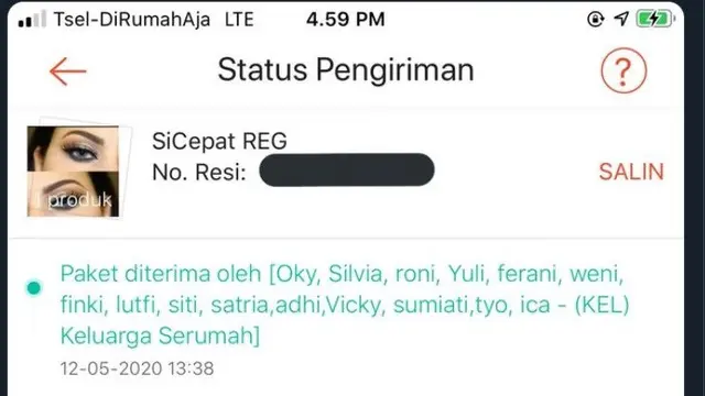 6 Nama Penerima Paket Yang Ditulis Kurir Dalam Status Pengiriman Ini