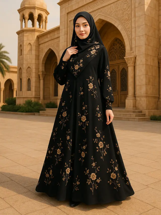 8 Model Gamis Syari A-Line Hitam Mewah yang Sedang Digemari - Hot ...