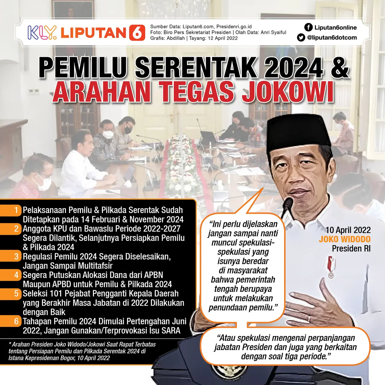 Infografis Pemilu Serentak 2024 dan Arahan Tegas Jokowi - News Liputan6.com