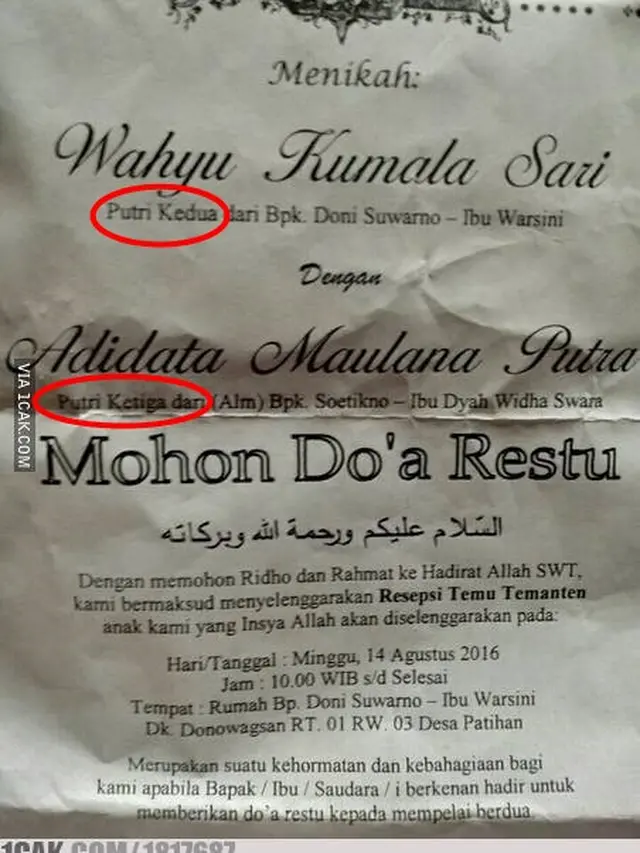 6 Momen Tidak Disengaja Salah Tulis di Undangan Nikah Ini Bikin Senyum ...