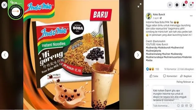 Cek Fakta: Hoaks Varian Indomie Rasa Boba - Cek Fakta Liputan6.com