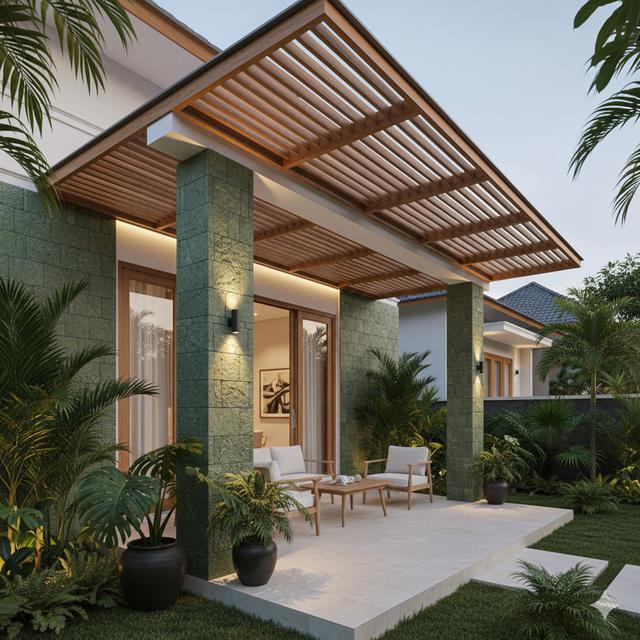 10 Inspirasi Teras Rumah Modern Pakai Batu Alam, Cocok untuk Iklim ...