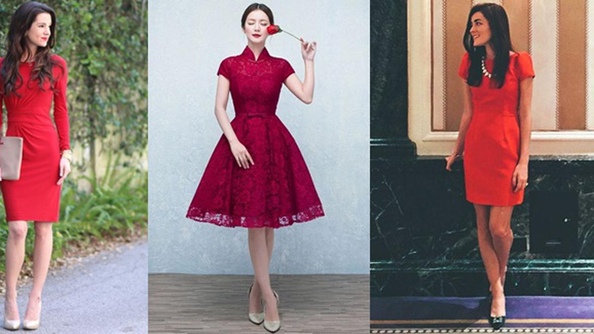 10 Ide Dress Warna Merah Panjang Selutut Simpel Tapi Super Cantik ...