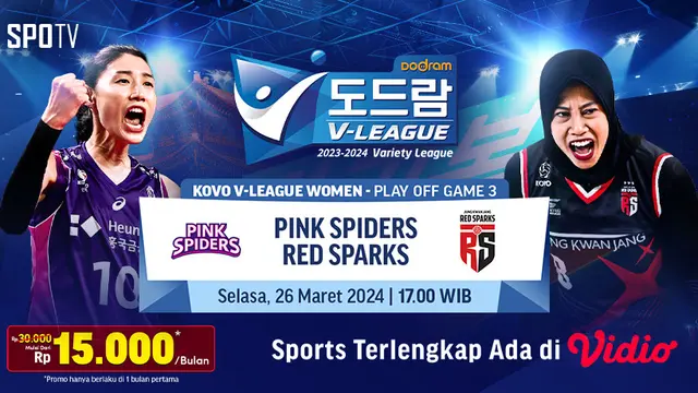 Saksikan Siaran Langsung Liga Voli Korea: Pink Spiders Vs Red Sparks di Vidio - Bola Liputan6.com