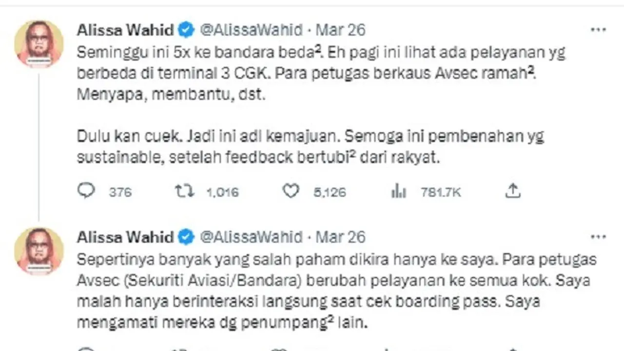 Alissa Wahid Ungkap Petugas Avsec Berubah Usai Pihak Ditjen Bea Cukai ...