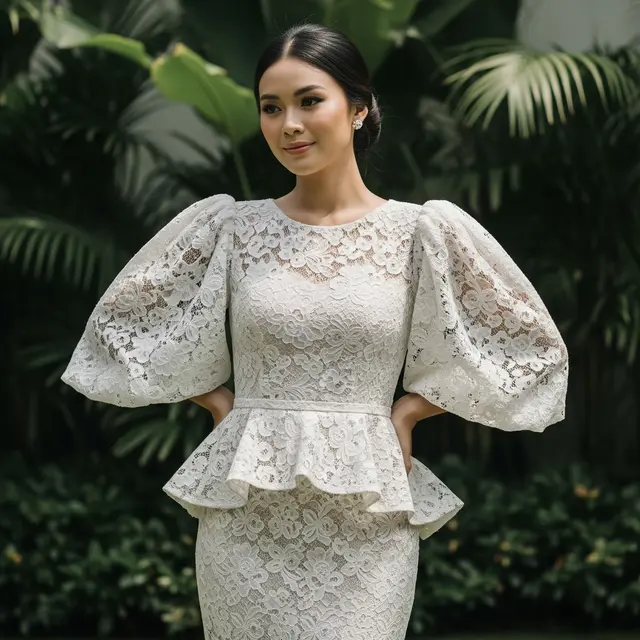 9 Model Dress Brokat Premium Lengan Balon, Inspirasi Busana Kondangan ...