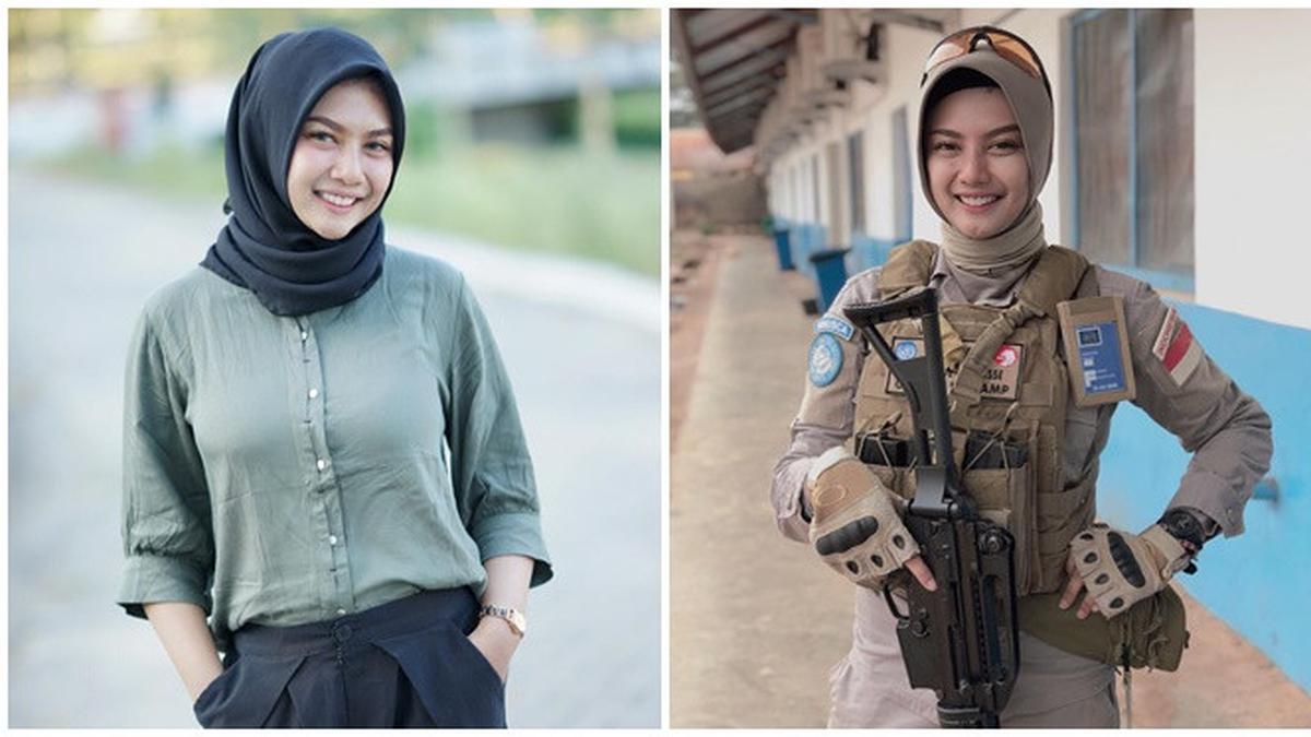 6 Pesona Cantik Briptu Hikma Nur Syafa, Polisi Berhijab yang Dikirim Ke Afrika - Hot Liputan6.com