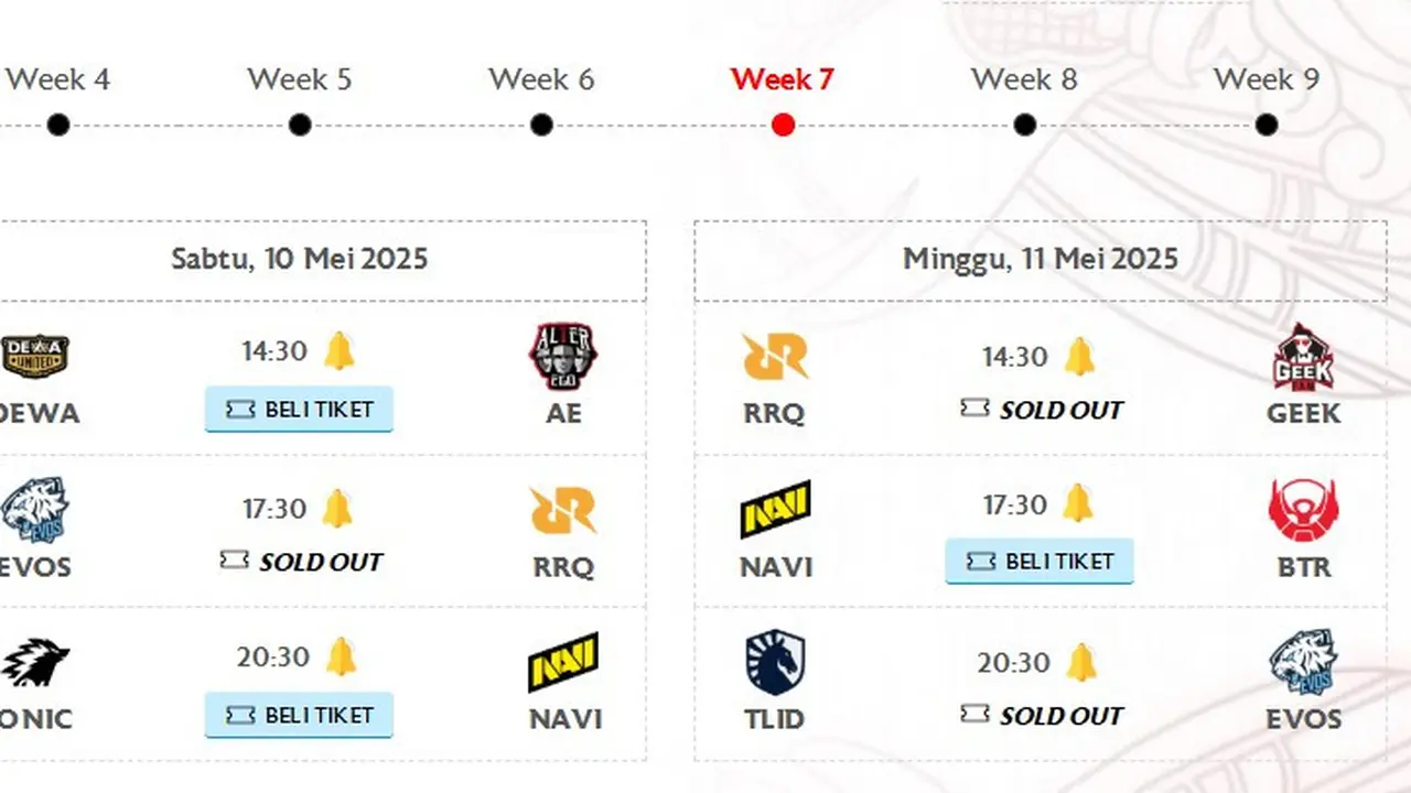 Jadwal Lengkap Week 7 MPL ID S15: Seru Setiap Hari Lho, Ada El Clasico Juga! - E-sports Bola.com