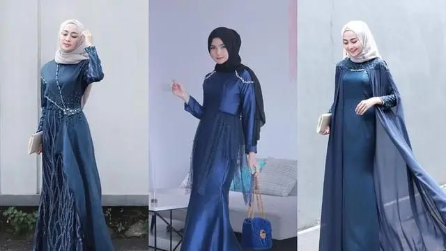 5 Inspirasi Dress Biru Hijab Mewah untuk Muslimah Usia 20-an yang Ingin ...