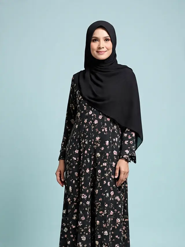 6 Gamis Hitam Motif Terbaru untuk Wanita Usia 40-an, Cocok untuk Acara ...