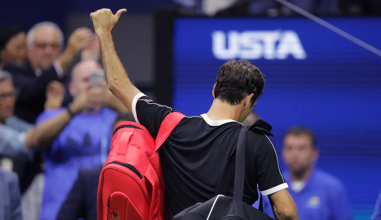 FOTO: Dikalahkan Grigor Dimitrov, Roger Federer Tertunduk di AS Terbuka ...