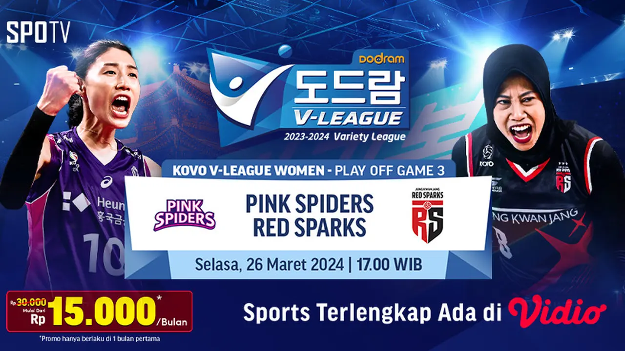 Saksikan Siaran Langsung Liga Voli Korea: Pink Spiders Vs Red Sparks di Vidio - Bola Liputan6.com