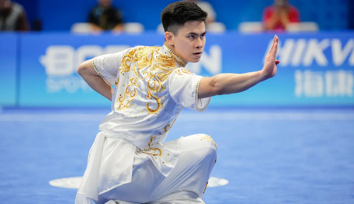 Aksi Edgar Xavier Marvelo Saat Raih Perak Cabang Wushu Asian Games 2023