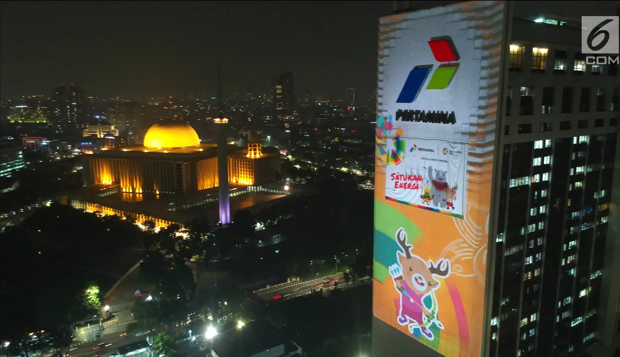 FOTO: Keren, Video Raksasa Asian Games 2018 Hiasi Gedung Pertamina ...