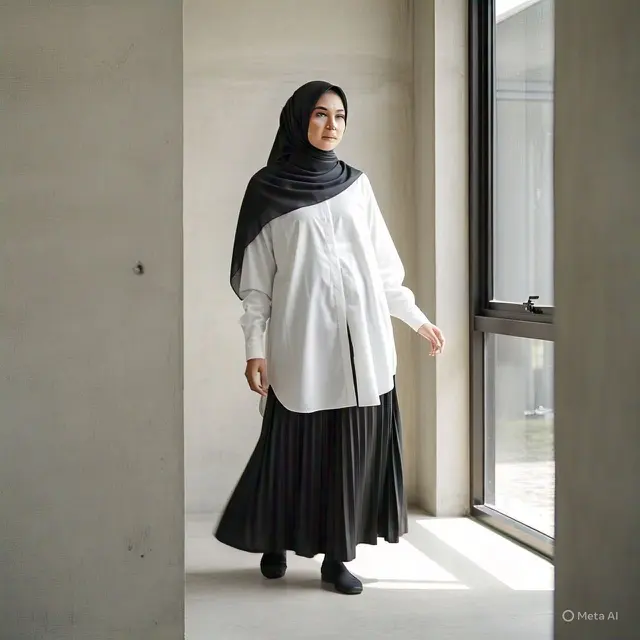 7 Outfit Hitam Putih Hijab Simpel dan Elegan untuk Setiap Kesempatan ...