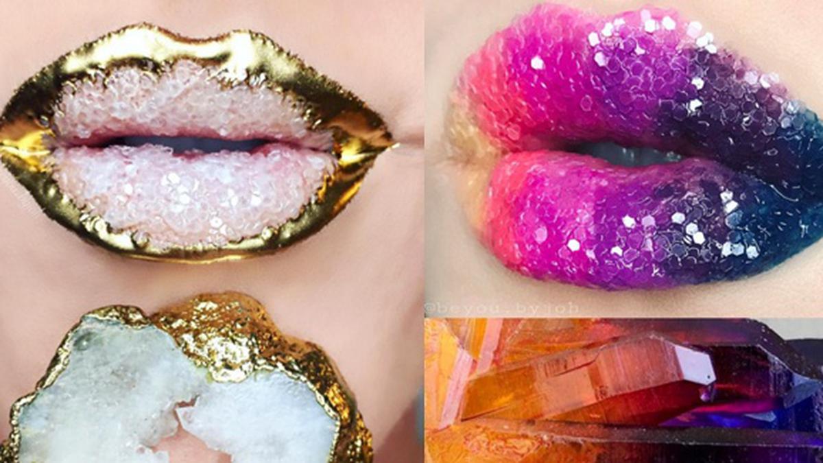 Geode Lips: Lip Art Keren Mirip Batu Kristal - Photo Fimela.com