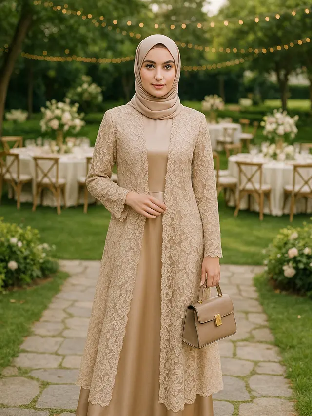 7 Model Gamis Satin Outer Brokat Elegan untuk Acara Spesial - Hot Liputan6.com