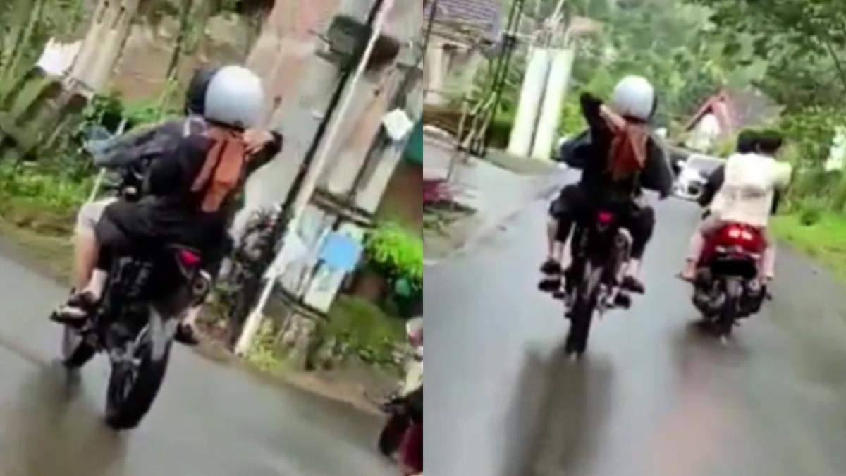 Cewek Dibonceng Ayang Tapi Sibuk Rapikan Belakang Bajunya Langsung