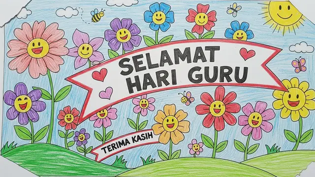8 Contoh Gambar Hari Guru 2025 dari Anak SD yang Lucu, Kreatif dan ...
