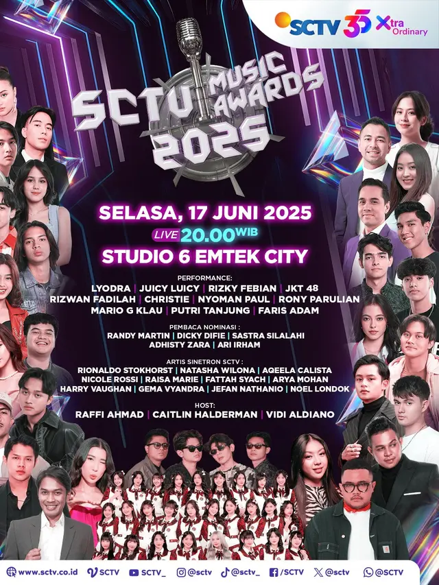 SCTV Music Awards 2025 Siap Digelar 17 Juni, Ini Daftar Penampil dan ...