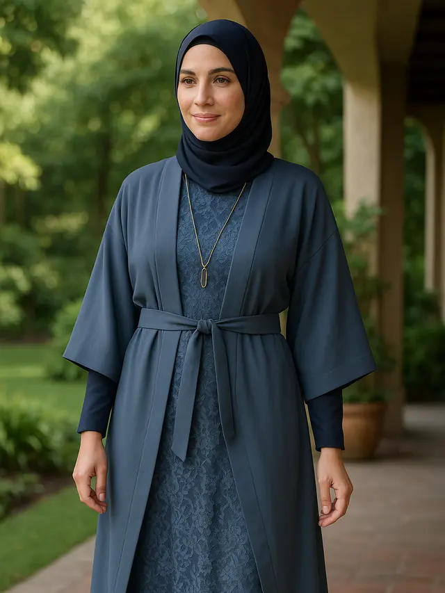 Rekomendasi Gamis Brokat Full Dress Kombinasi Outer Polos Untuk Usia 25 ...