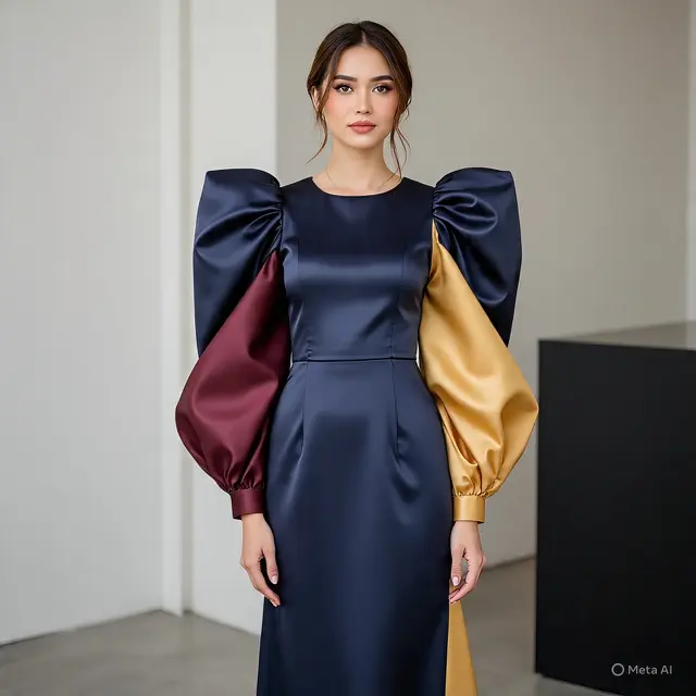 8 Desain Baju Pesta Muslimah Lengan Balon Organza Paling Stylish Tahun ...