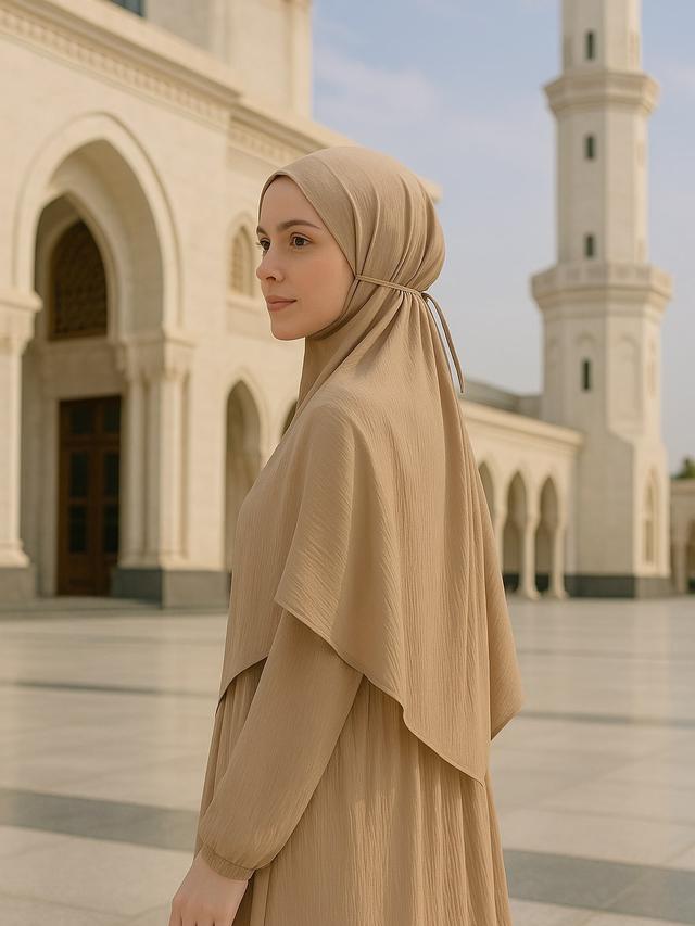 Model Gamis Syari Set Khimar Instan, Cocok untuk Ibadah ke Tanah Suci