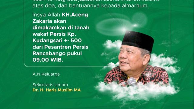 Ketua Umum PP Persis KH Aceng Zakaria Wafat Diduga karena Kelelahan ...