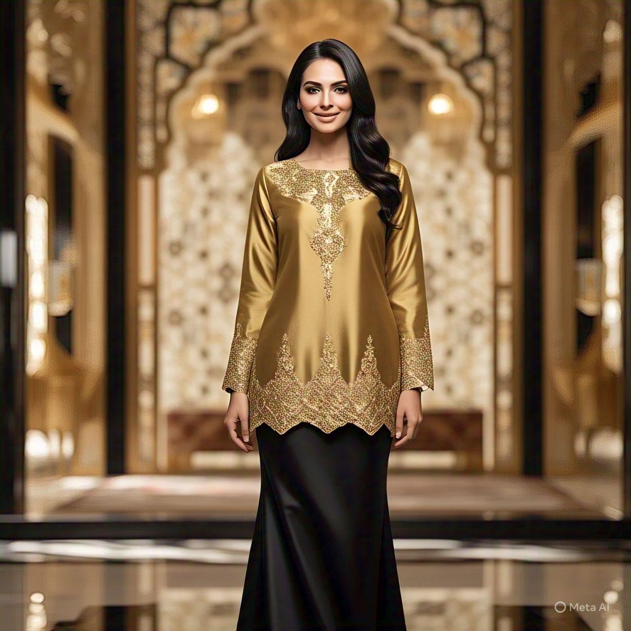 6 Inspirasi Baju Berwarna Hitam dan Gold untuk Muslim yang Elegan ...