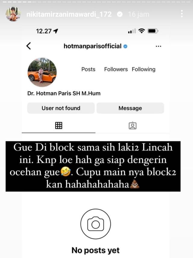 Reaksi Nikita Mirzani Usai Hotman Paris Blokir Akun Instagram-nya: Gue Di-block Sama Si Laki ...