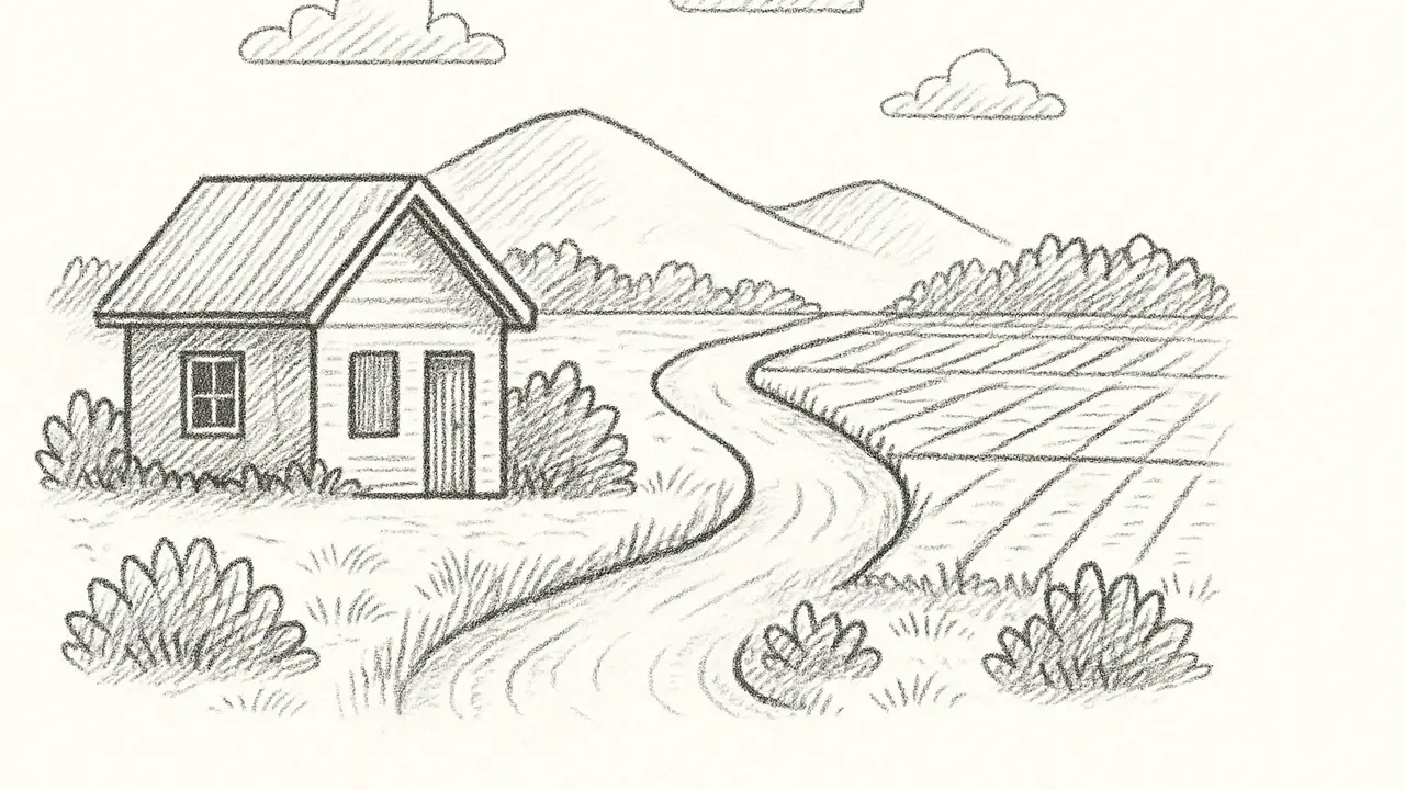11 Sketsa Gambar Rumah dan Pemandangan yang Mudah Ditiru Pemula ...