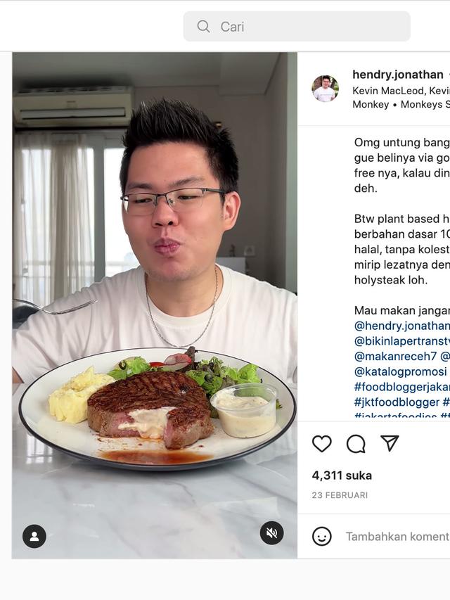 Selebgram Hendry Jonathan Lebih Suka Steak dengan Tingkat Kematangan ...