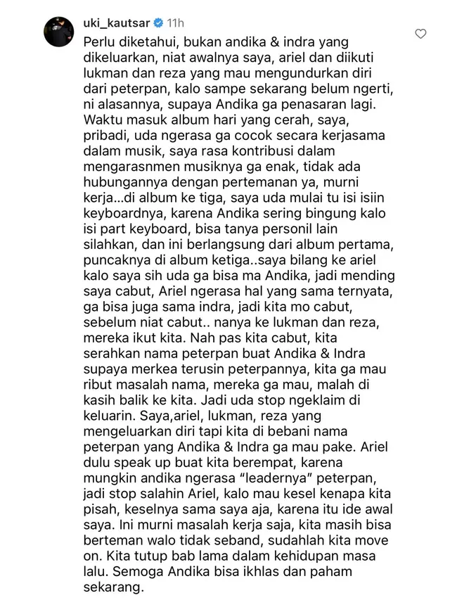 5 Klarifikasi Uki Soal Pengakuan Andika Dikeluarkan dari Peterpan ...