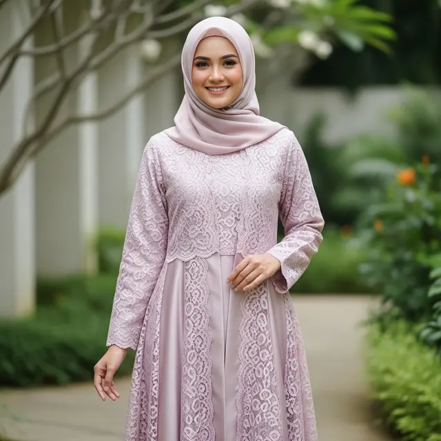 9 Model Gamis Brokat Kombinasi Satin untuk Remaja, Anggun di Berbagai ...