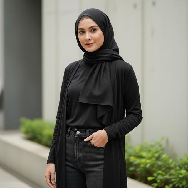 7 OOTD Hijab Serba Hitam yang Bikin Look Makin Classy, Inspirasi ...